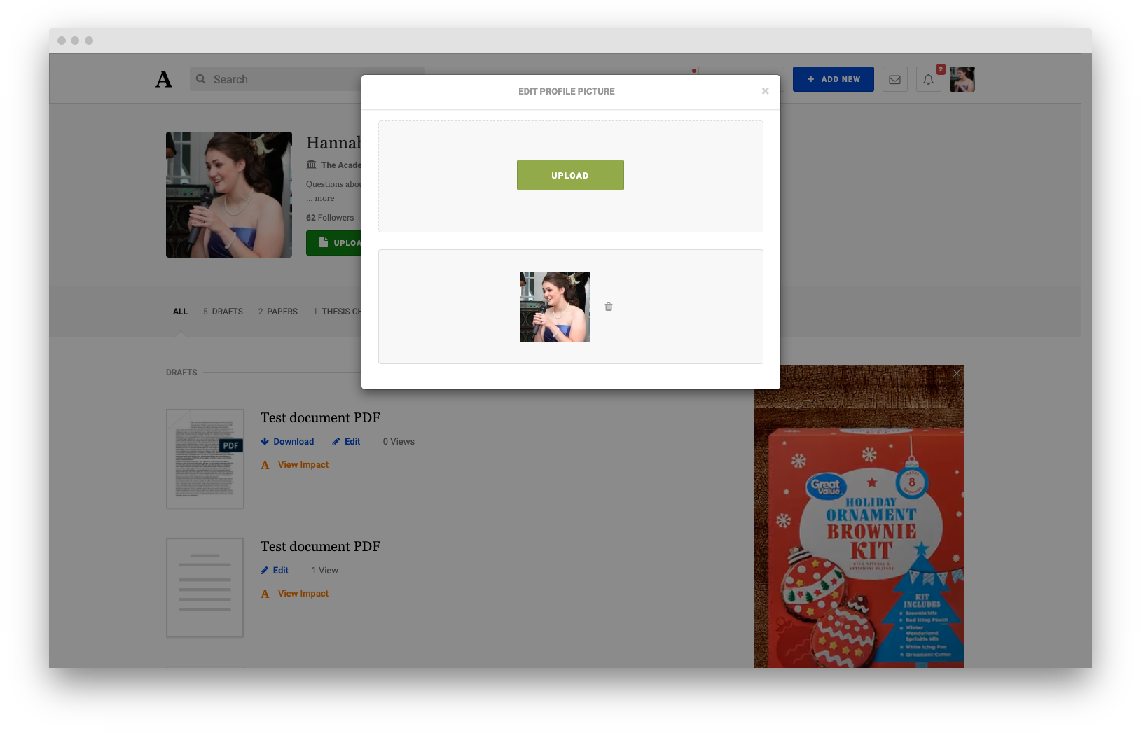 Editing Your Profile Picture – Academia