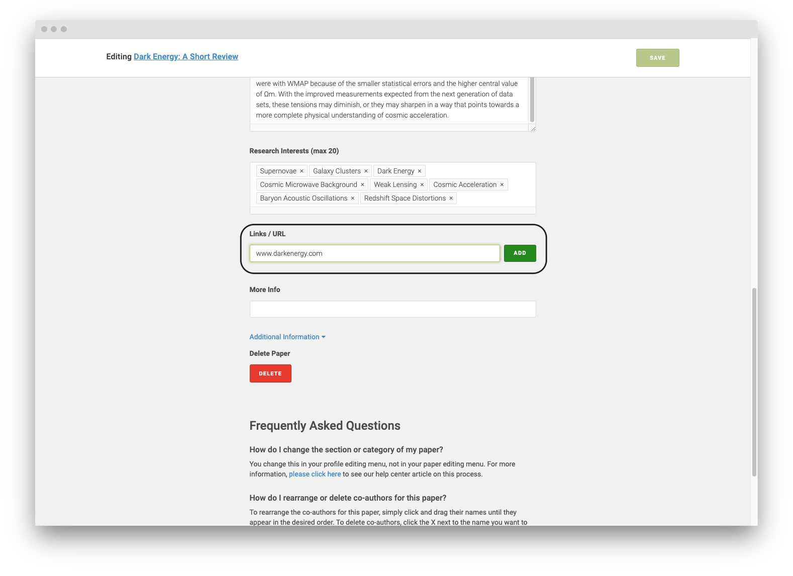 Editing Your Links – Academia Support