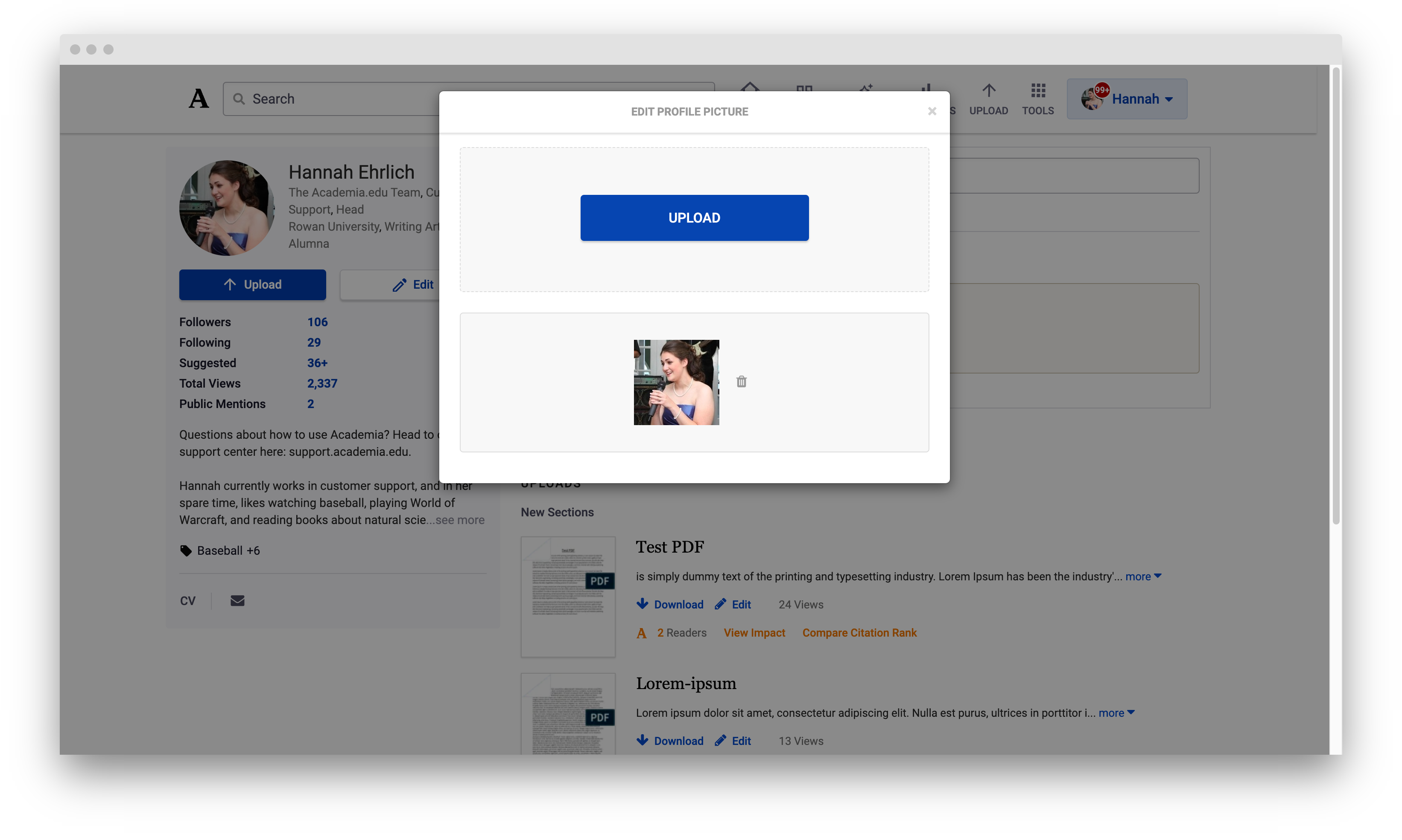 Editing Your Profile Picture – Academia