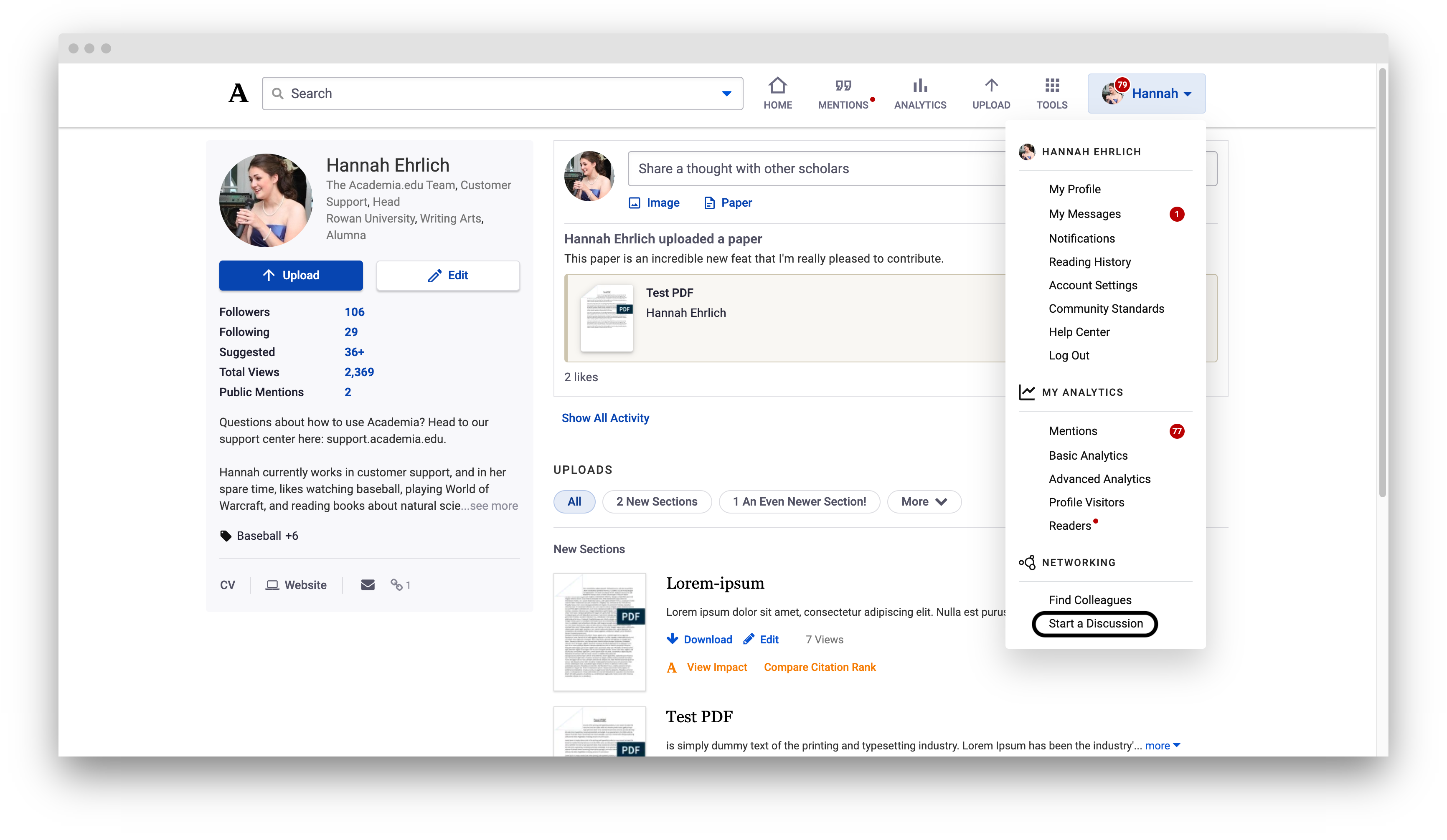 Creating a Discussion – Academia
