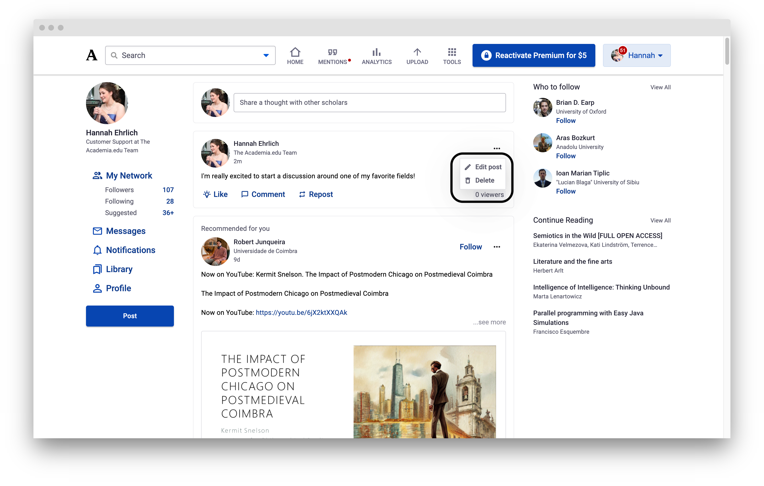 Creating and Editing Posts – Academia