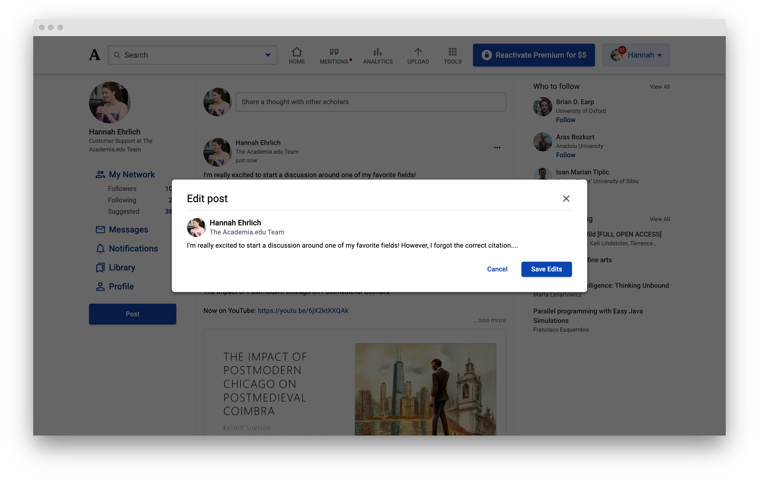 Creating and Editing Posts – Academia