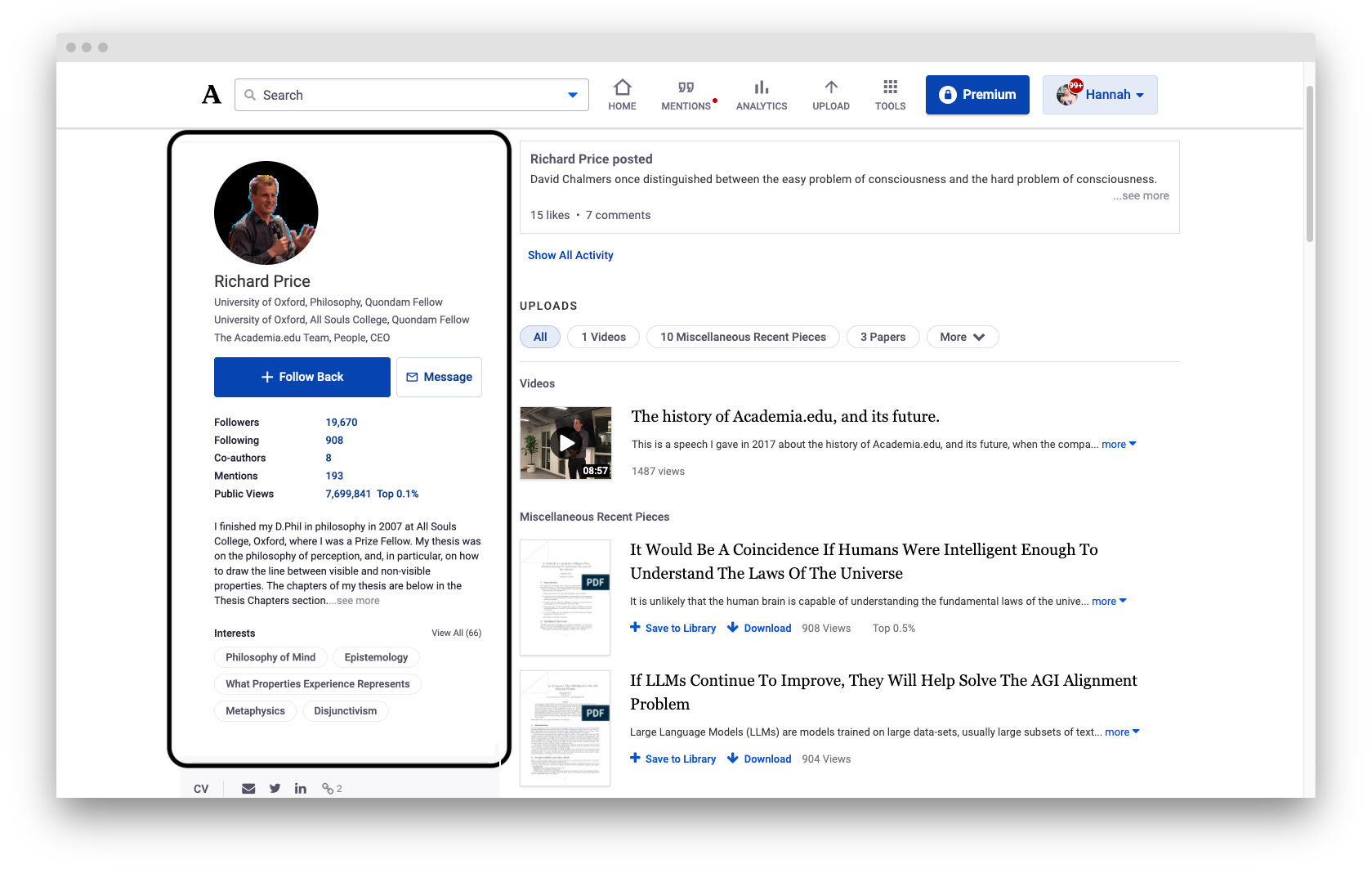 Personal Website Overview – Academia