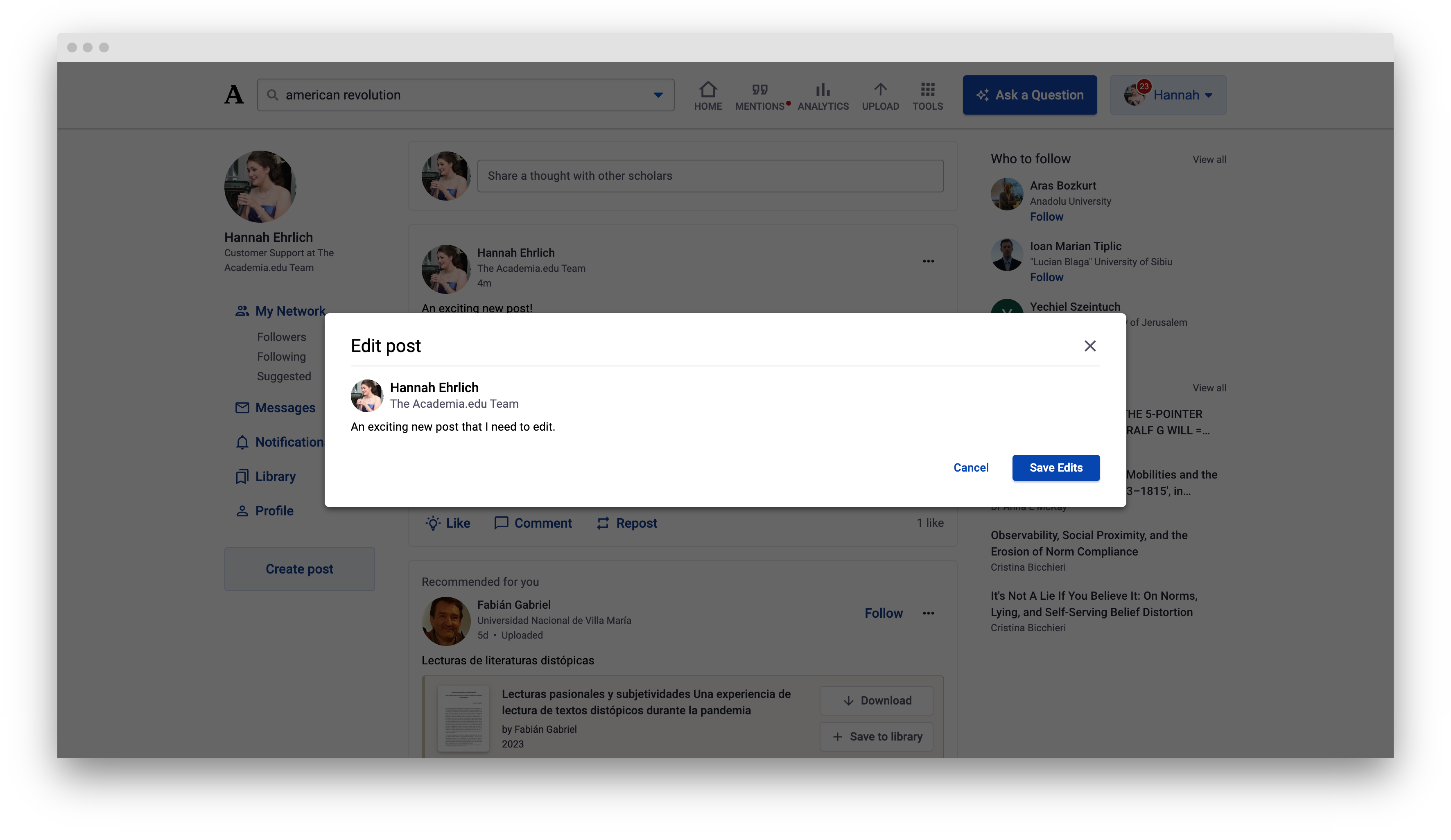 Creating and Editing Posts – Academia