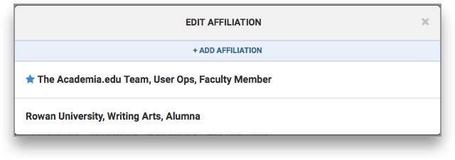 Adding or Editing Your Affiliation – Academia