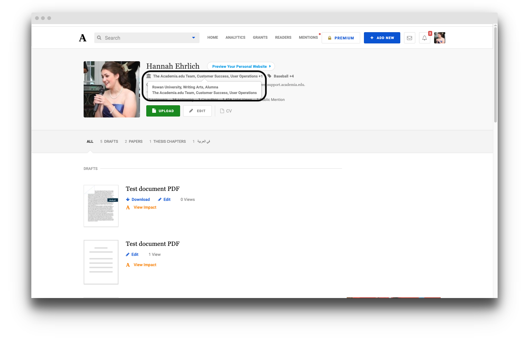 Adding or Editing Your Affiliation – Academia