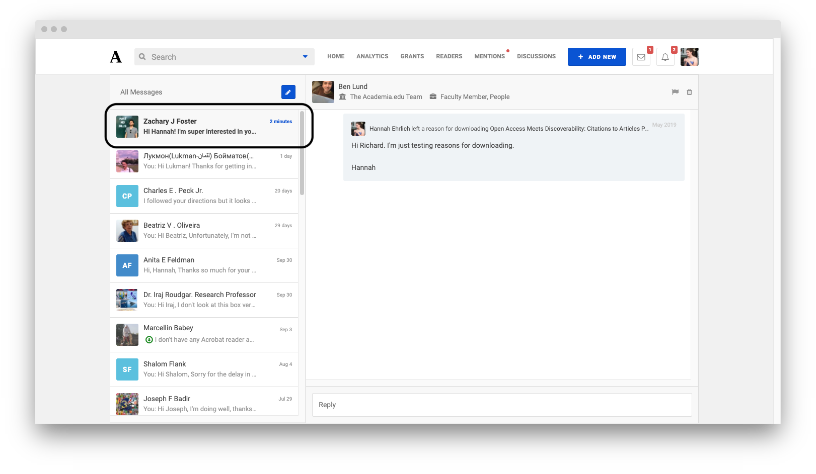 Personal Messaging System – Academia