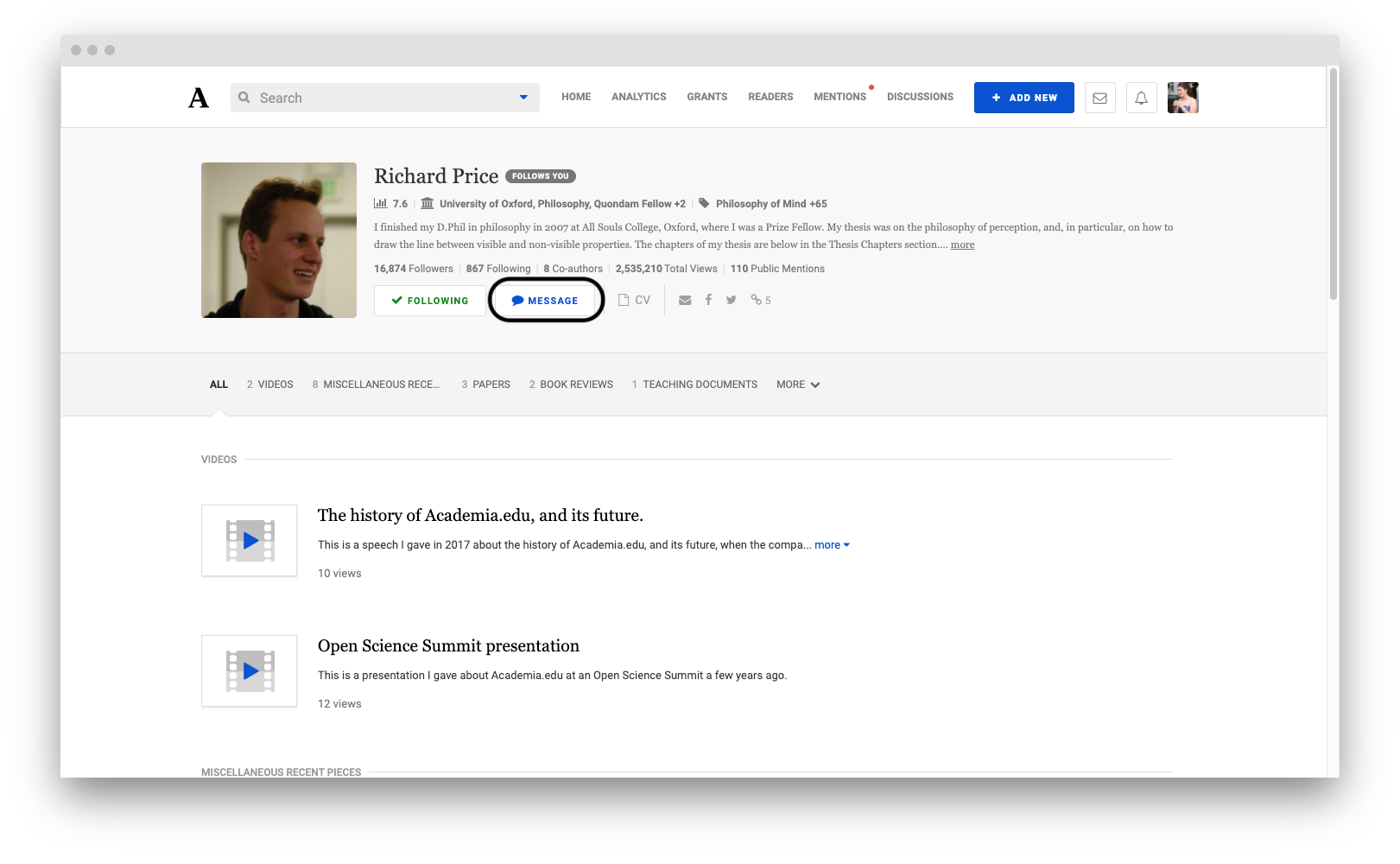 Personal Messaging System – Academia