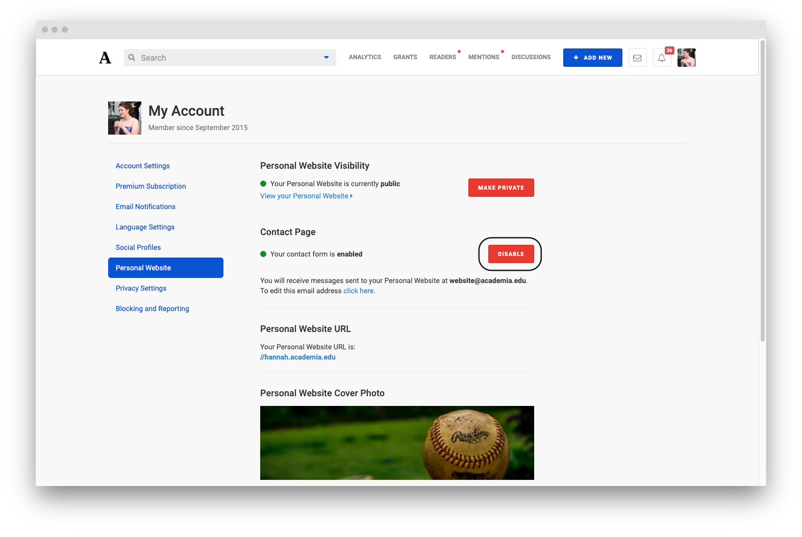 Editing Your Personal Website Features – Academia