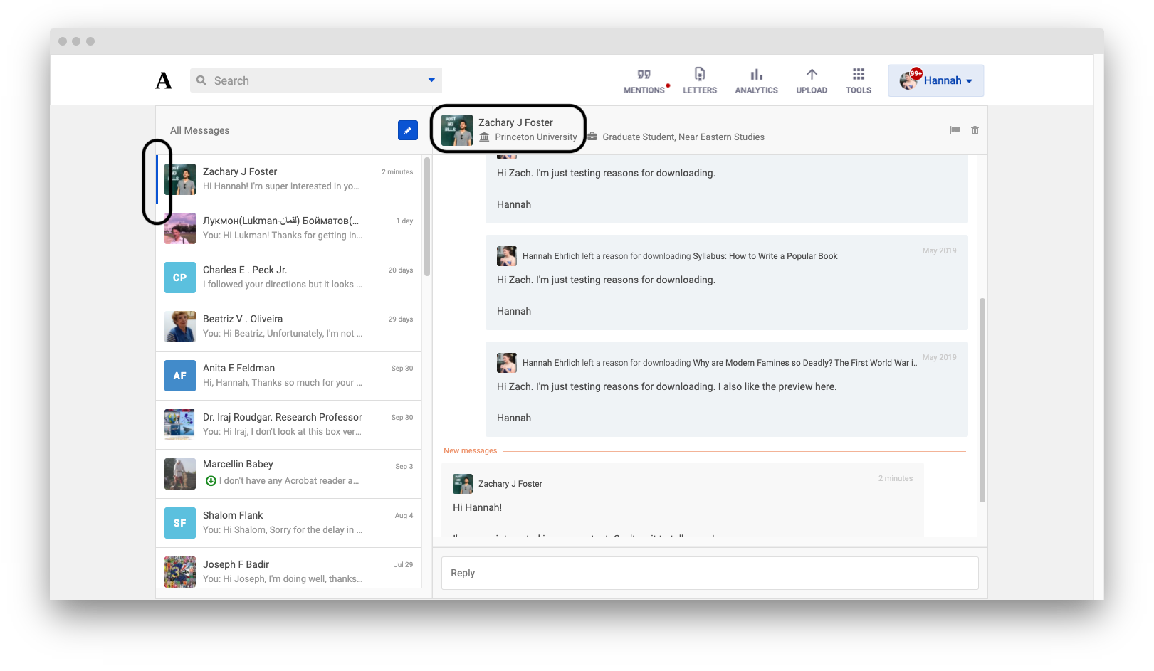 Personal Messaging System – Academia
